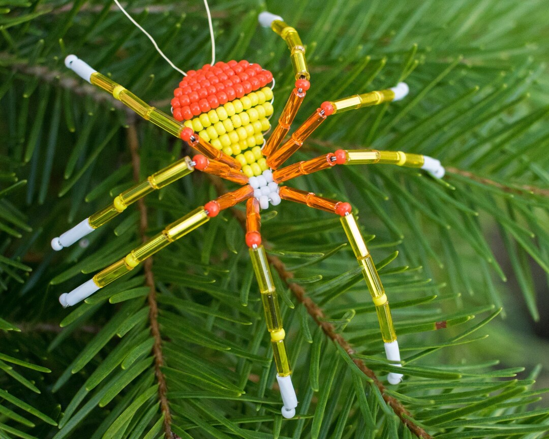 Beaded Spider Candy Corn Ornament | Fall Wreath Decor | Hanging Spider ...