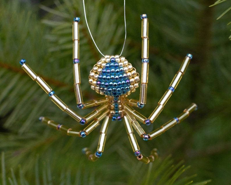 Christmas Spider Ornament, Gold & Teal, Spider Christmas Tree Ornament ...
