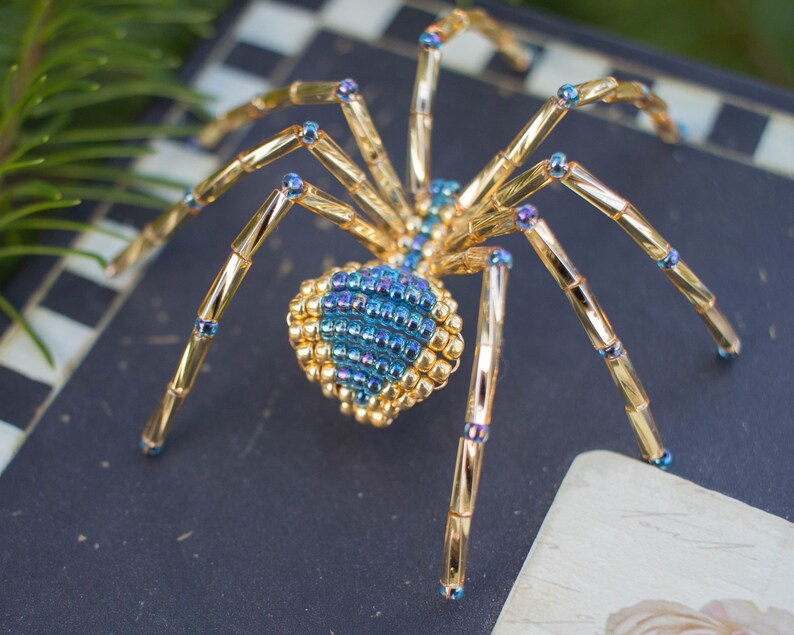 Christmas Spider Ornament Gold & Teal Spider Christmas Tree | Etsy