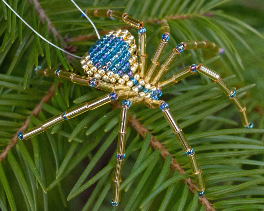 Christmas Spider Ornament, Gold & Teal, Spider Christmas Tree Ornament ...