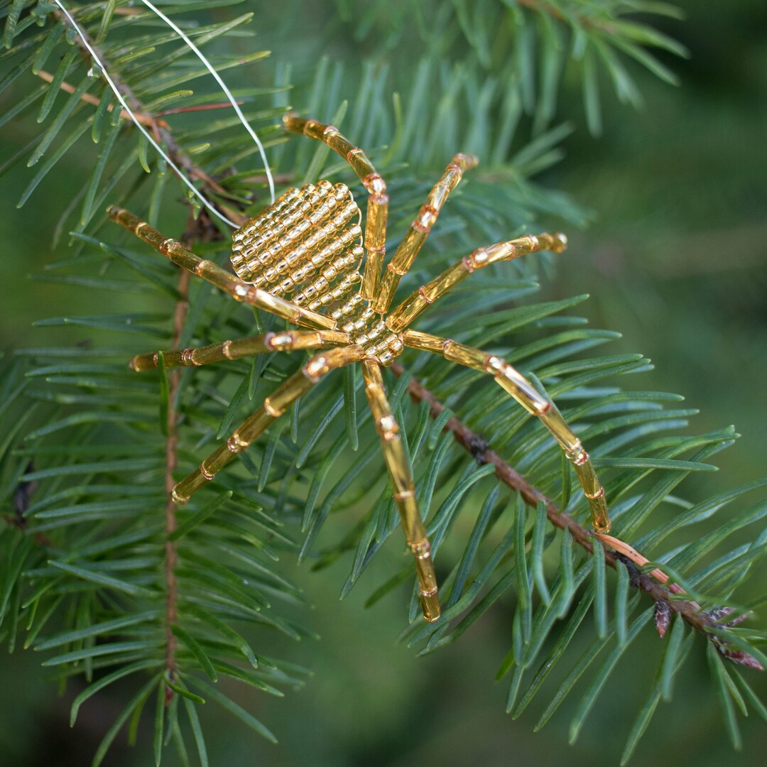 Glass Beaded Christmas Spider Ornament Victorian Gold - Etsy