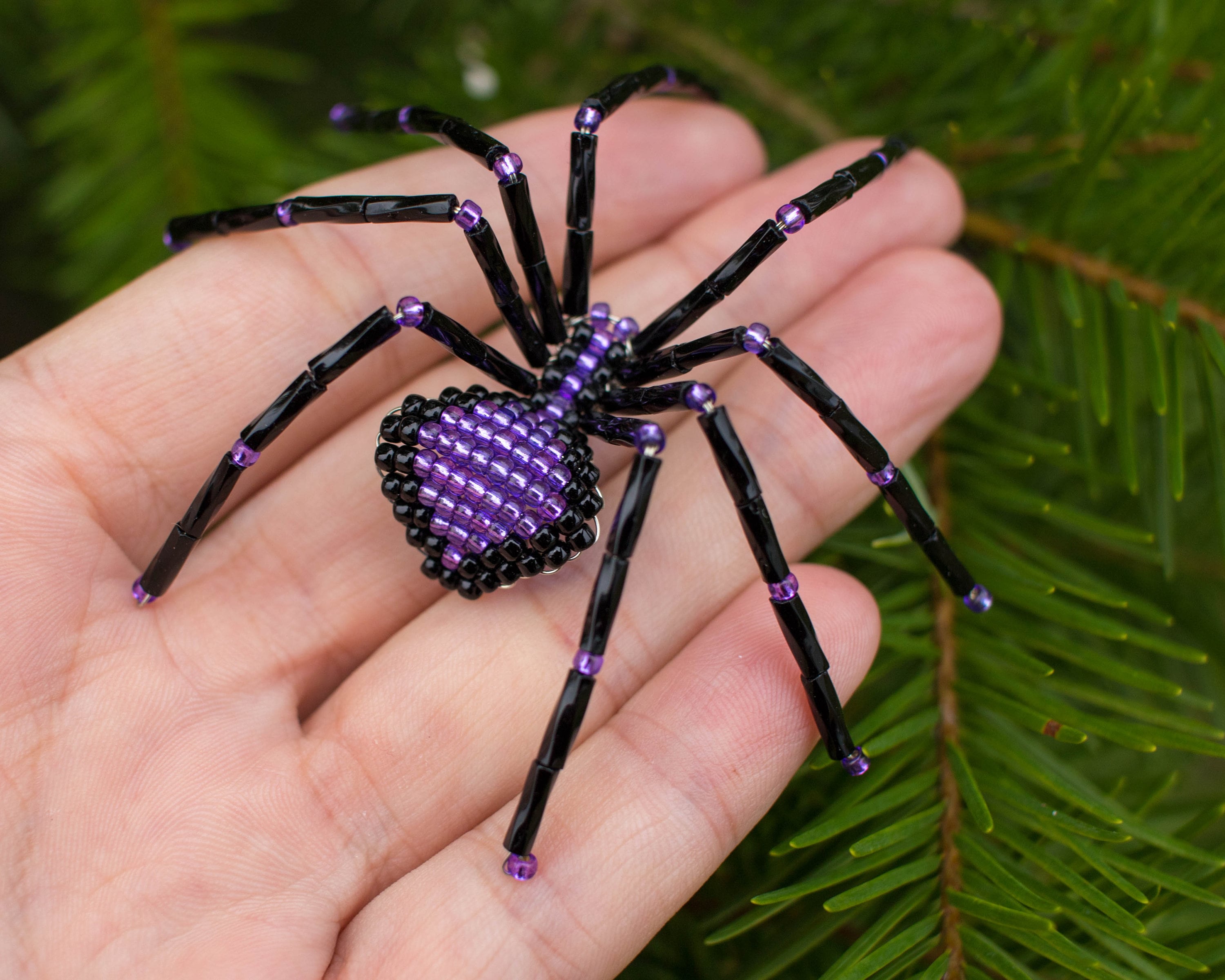 Spider Brooch Black & Purple Spider Costume Accessory | Etsy