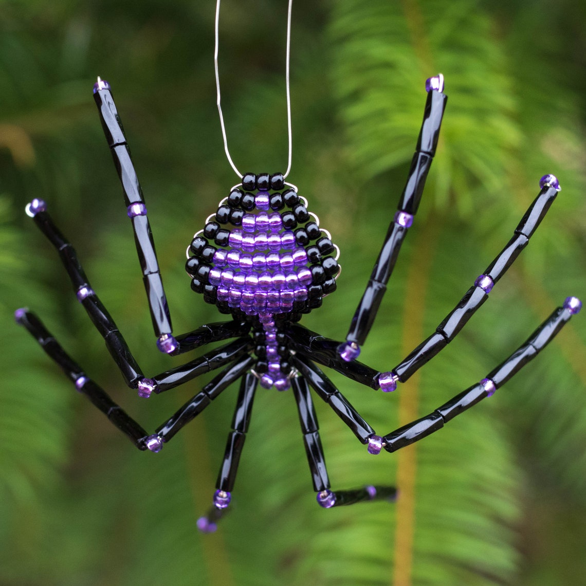 Beaded Spider Black and Purple Spider Ornament Purple - Etsy