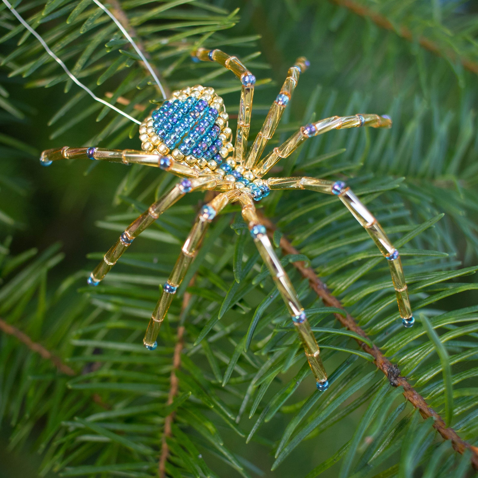Christmas Spider Ornament Gold & Teal Spider Christmas Tree | Etsy