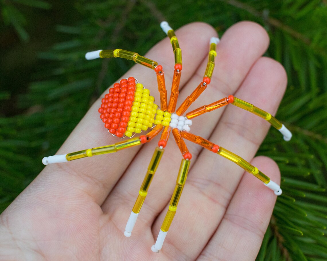 Beaded Spider Candy Corn Ornament | Fall Wreath Decor | Hanging Spider ...