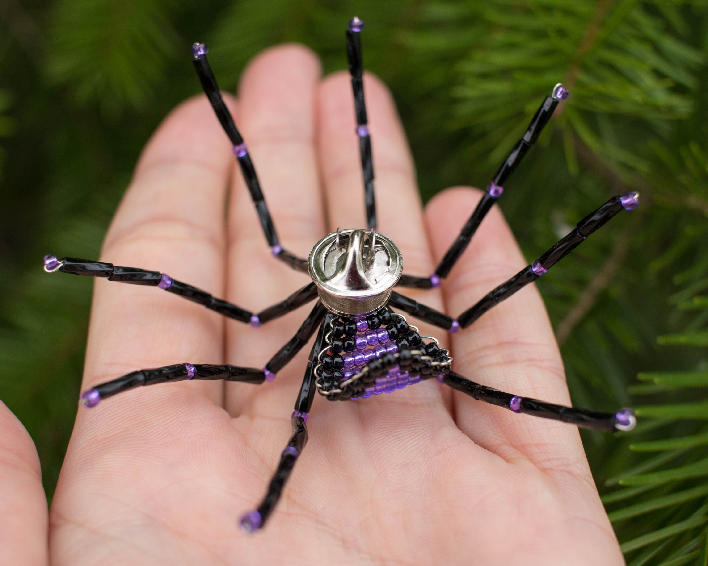 Spider Brooch Black & Purple Spider Costume Accessory | Etsy