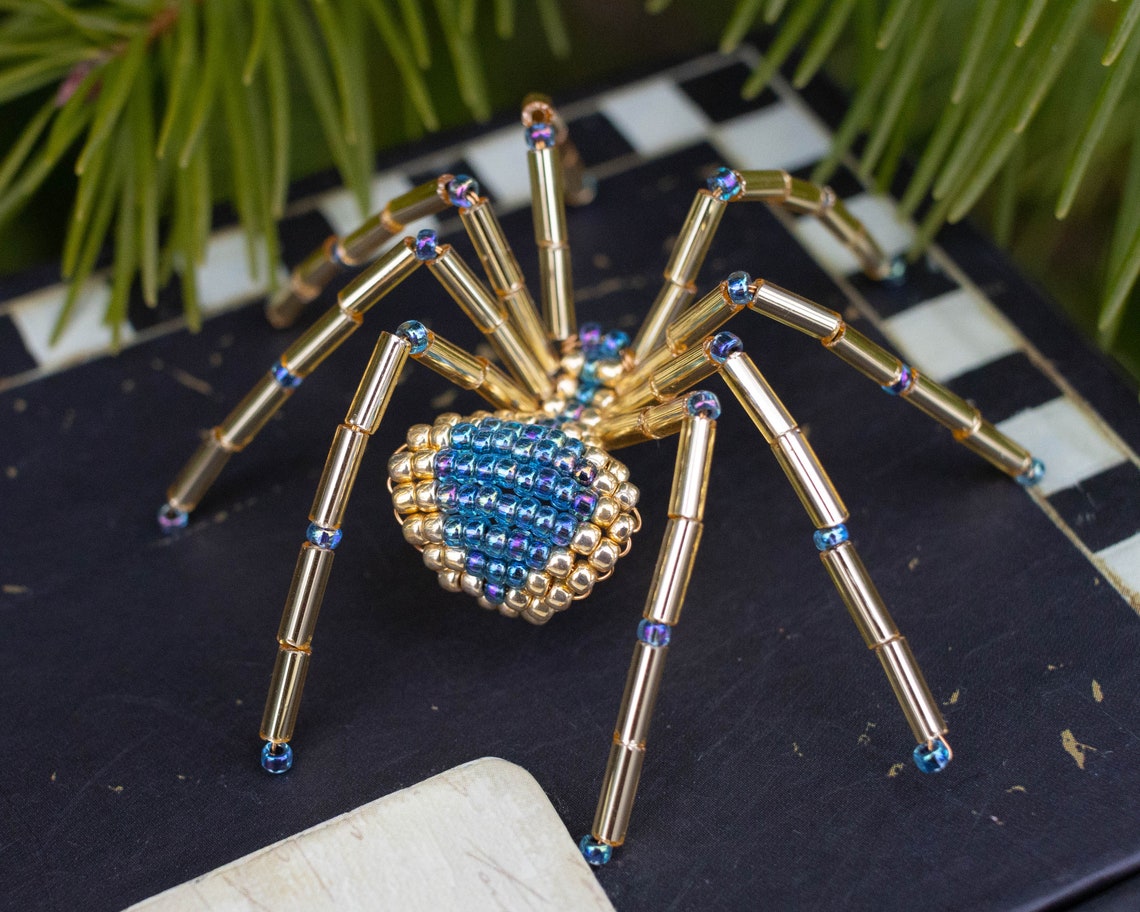 Christmas Spider Ornament, Gold & Teal, Spider Christmas Tree Ornament ...