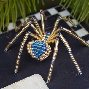 Christmas Spider Ornament, Gold & Teal, Spider Christmas Tree Ornament ...
