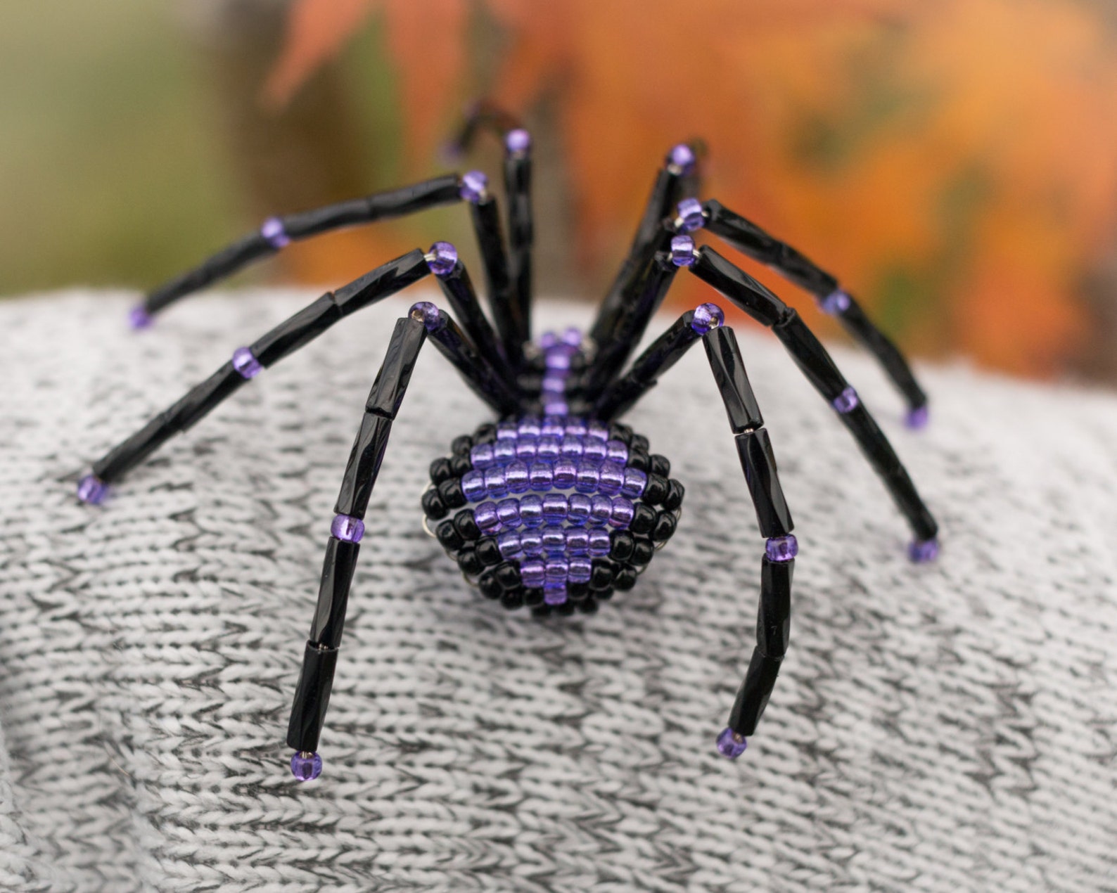 Beaded Spider Black and Purple Spider Ornament Purple - Etsy