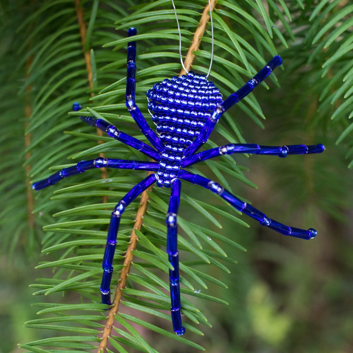 Christmas Spider With Story Sapphire Blue Beaded Spider | Etsy