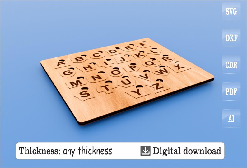 Unique Alphabet Sorter Laser Cutting Template, Educational Puzzle - Etsy