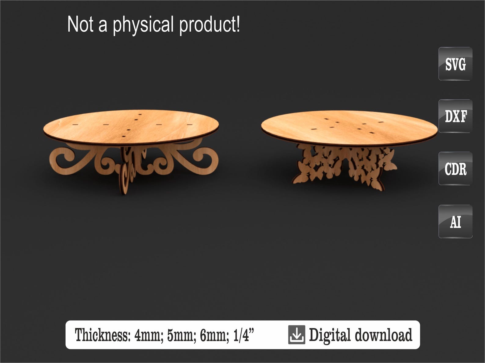 Cake Stand SVG | Laser Cut Cake Stand DXF | Wooden Dessert Display ...