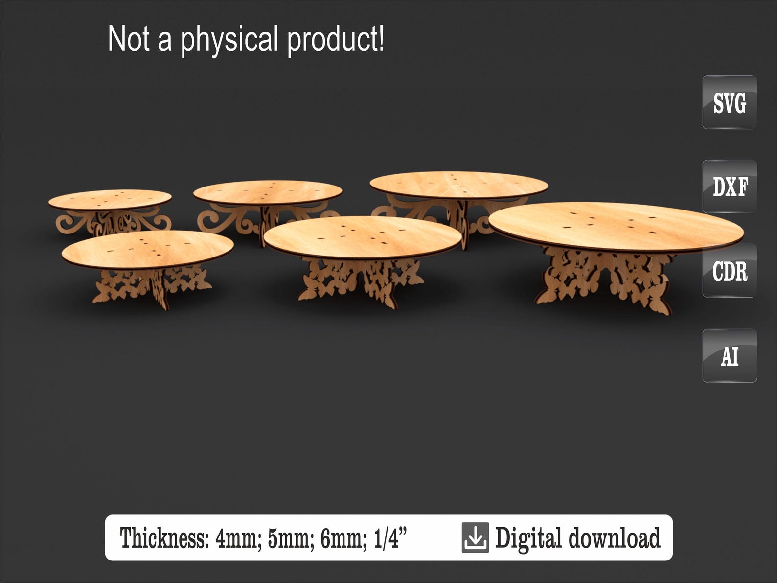 Cake Stand SVG | Laser Cut Cake Stand DXF | Wooden Dessert Display ...