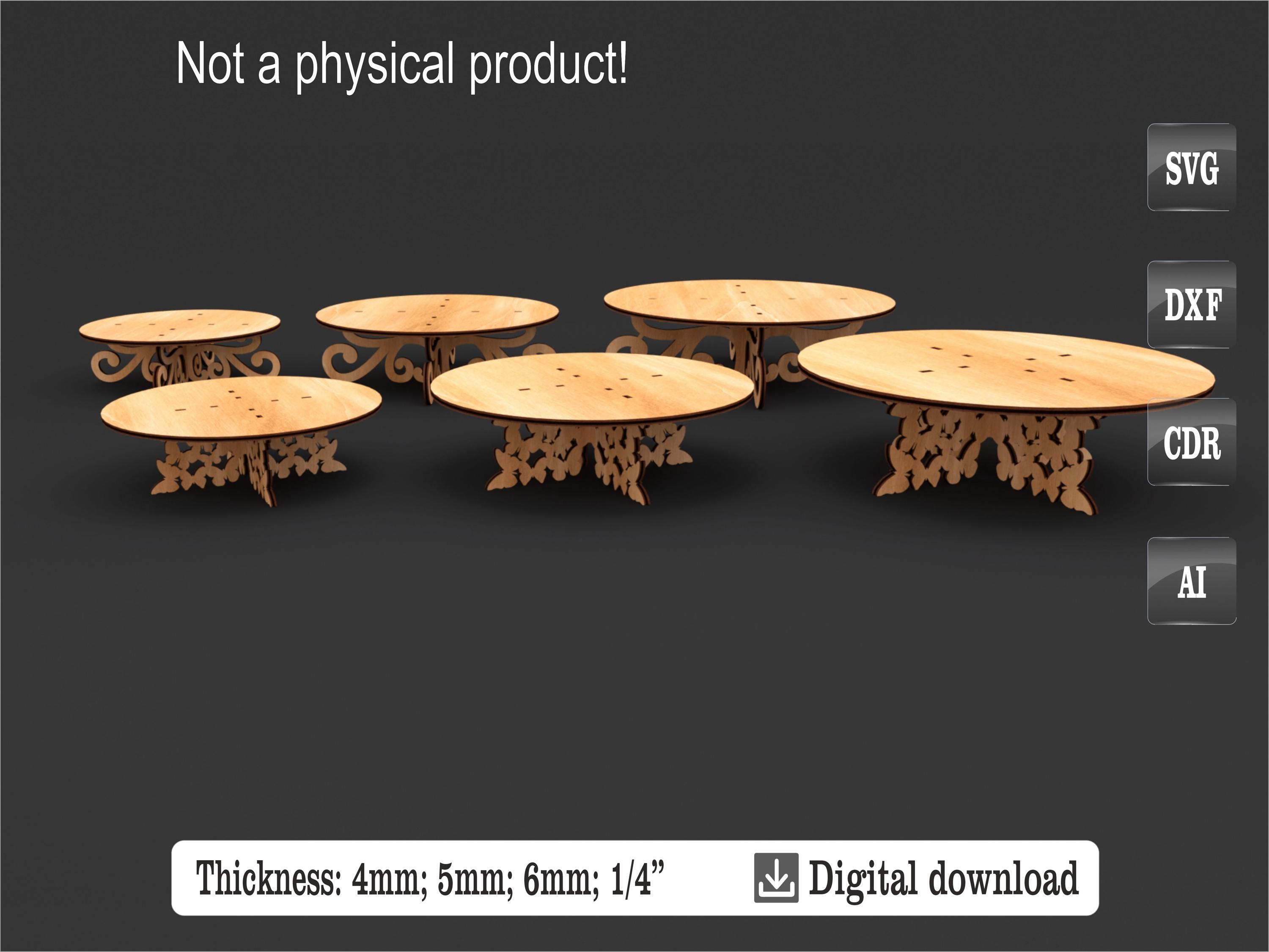 Cake Stand SVG | Laser Cut Cake Stand DXF | Wooden Dessert Display ...