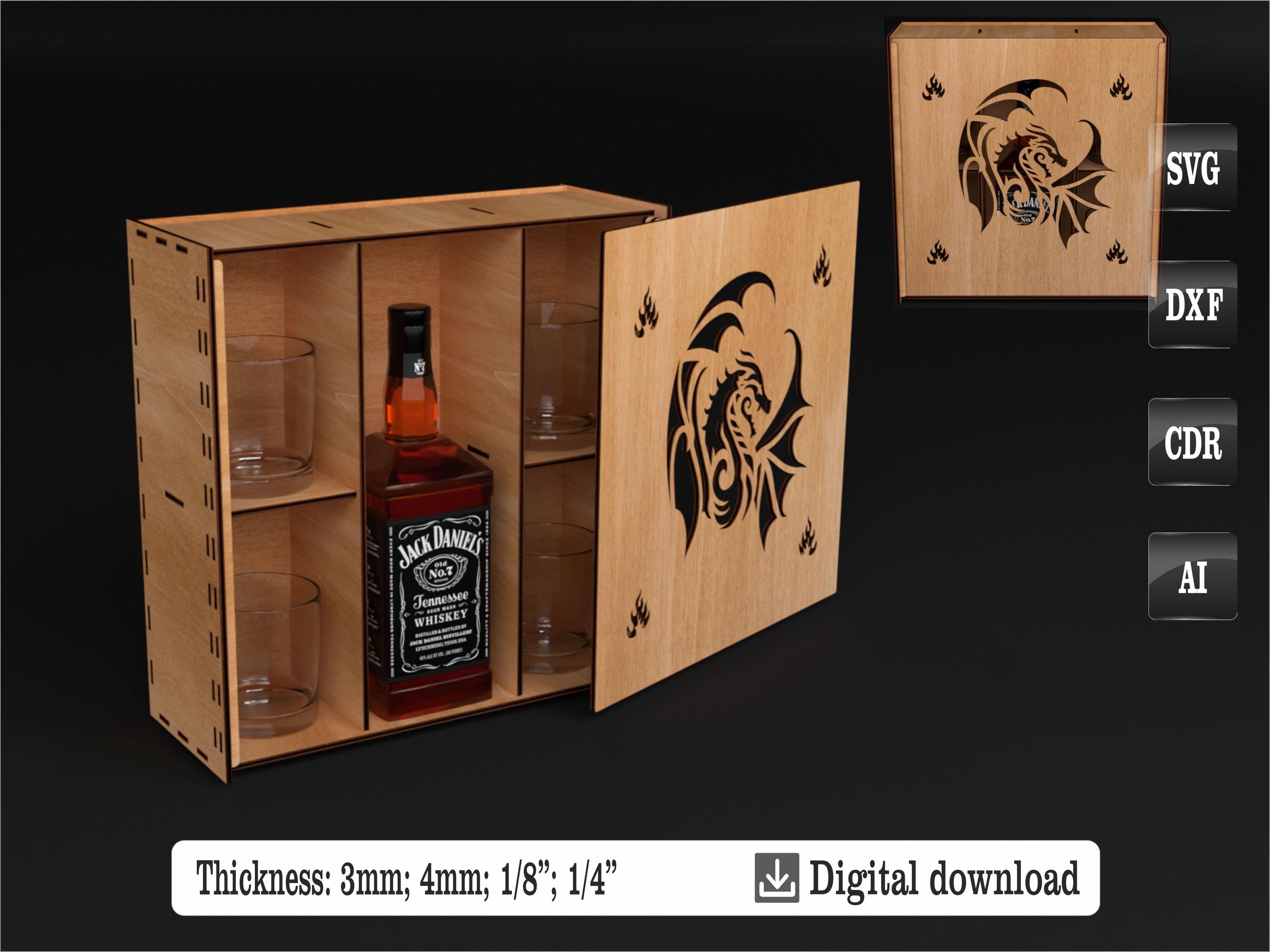 Dragon Liquor Box Laser Cut File SVG DXF | Whiskey Gift Box With Glass ...