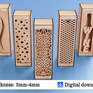 Wine Bottle Box Laser Cut Files SVG Wine Crate, Wedding Gift Gift Box ...