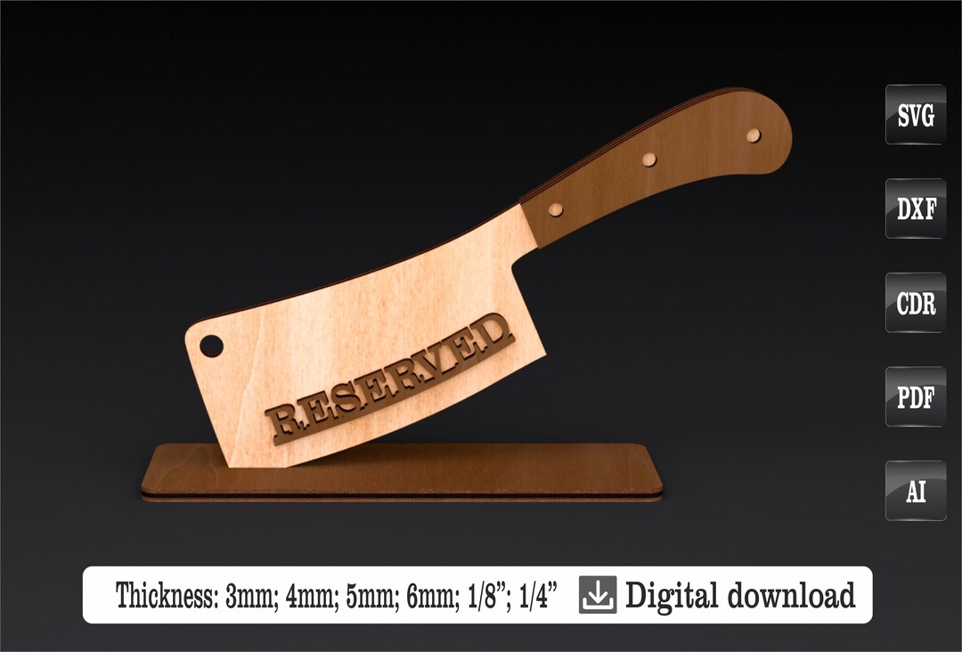 Reserved Sign for Restaurant Table | File for Laser-cut Cleaver Knife ...