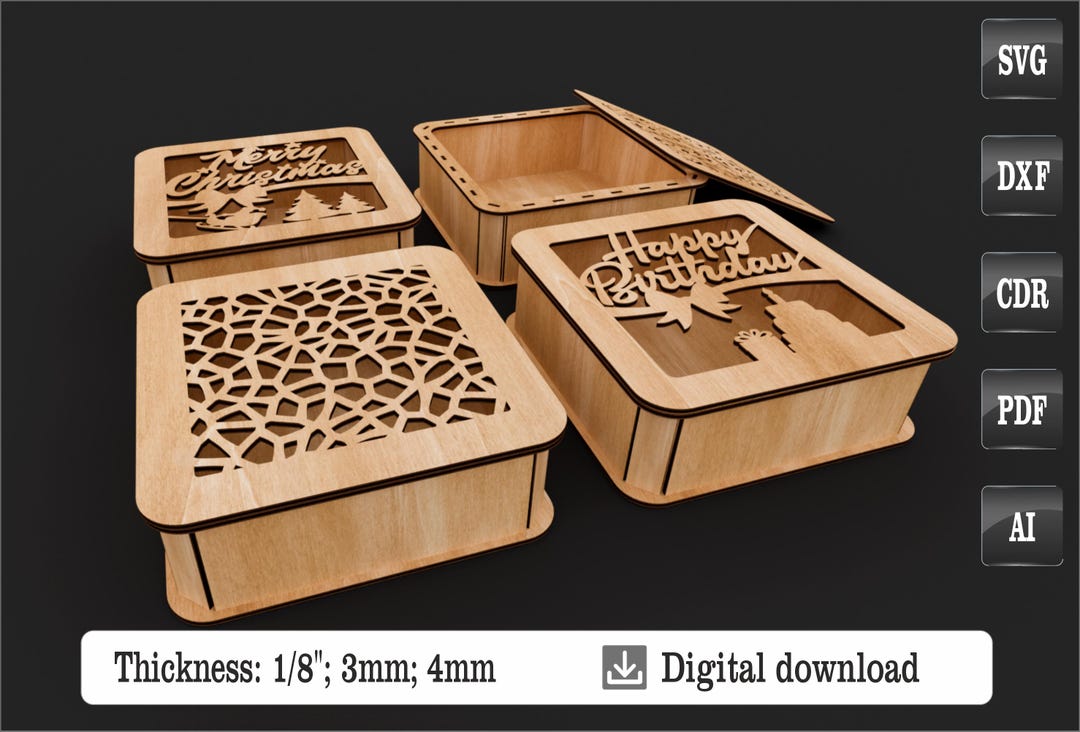 Jewelry Box Templates Laser Cut Design Files Instant Download - Etsy