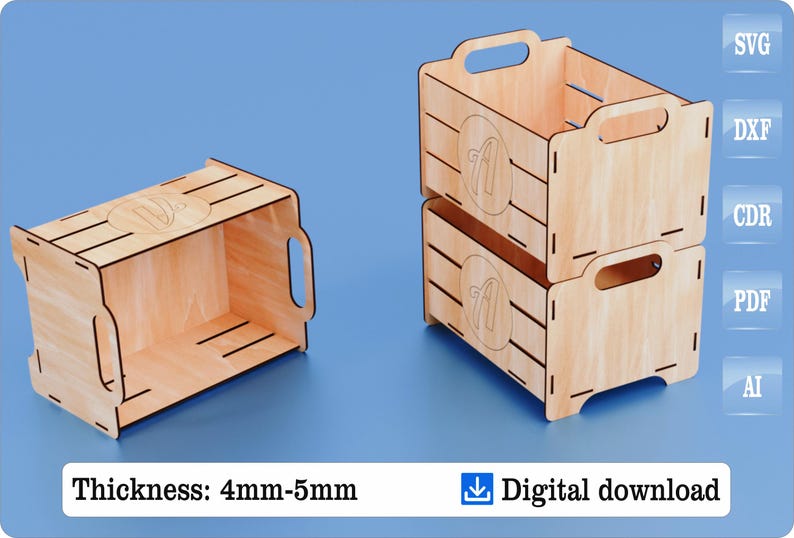 DIY Carry Basket SVG Laser Cut Wooden Box File With Handles Craft ...