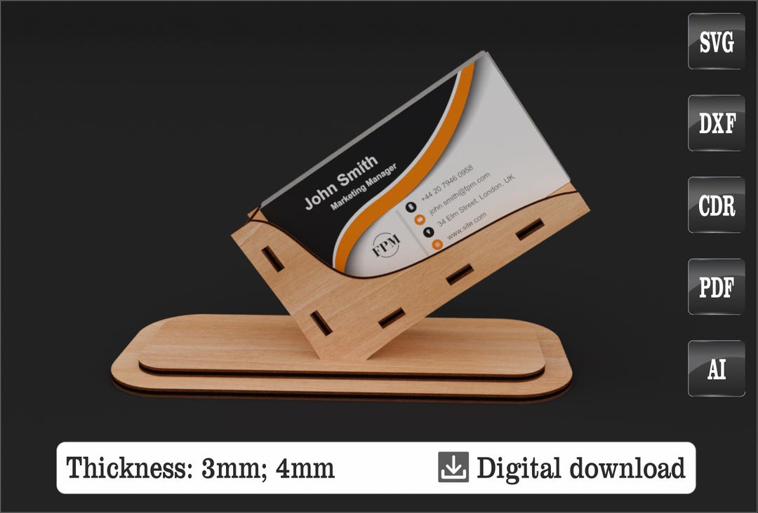 Laser Cut File - Business Card Holder Stand Display - Etsy