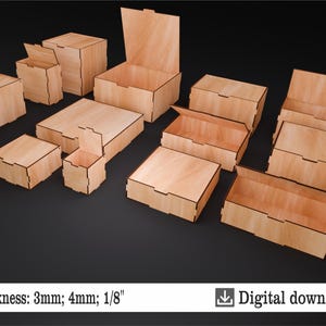 Laser Cut Box SVG Template | Set - 14 Different Size - Etsy