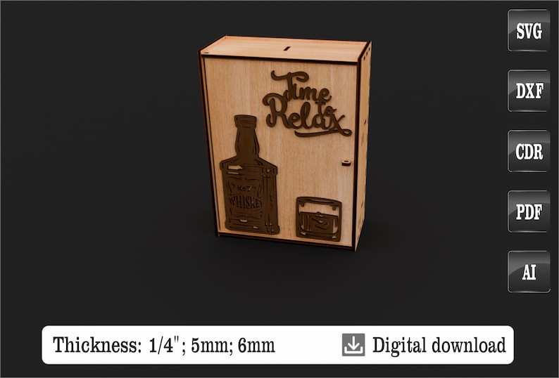 Bottle Box - Laser Cut Files - SVG Whiskey Box, Gift Box - SVG File - Etsy