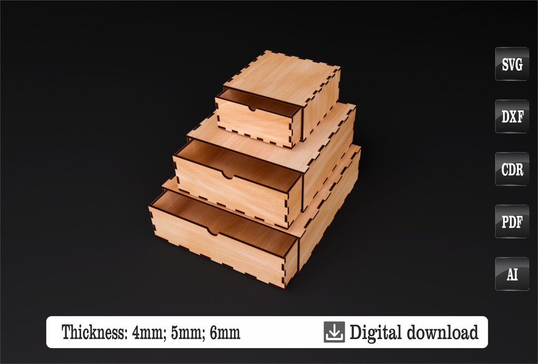 Box With a Drawer – Laser Cutting Files - Etsy