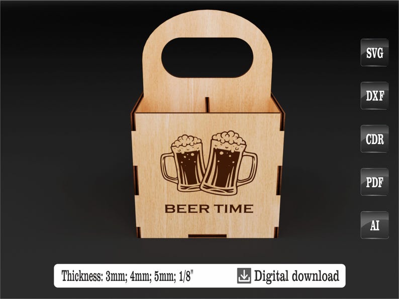 Laser Cut Beer Carrying Template - Container for 4 0,5 Liter Cans/pint ...