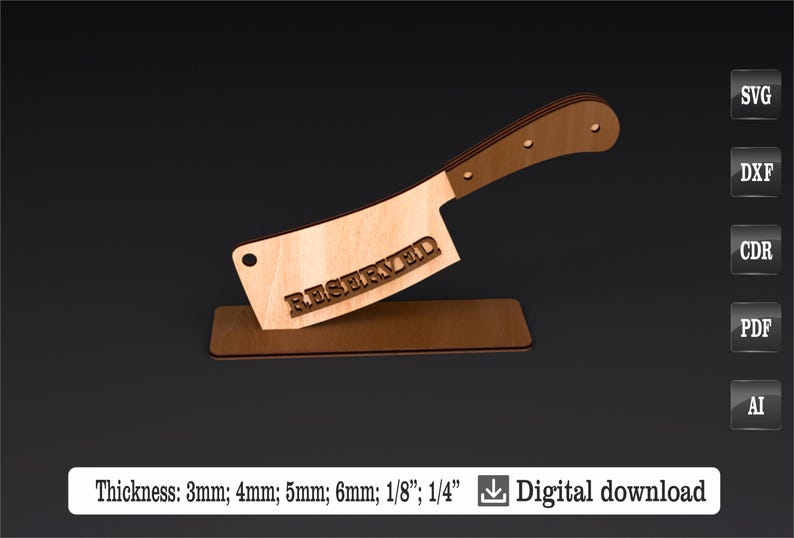 Reserved Sign for Restaurant Table | File for Laser-cut Cleaver Knife ...