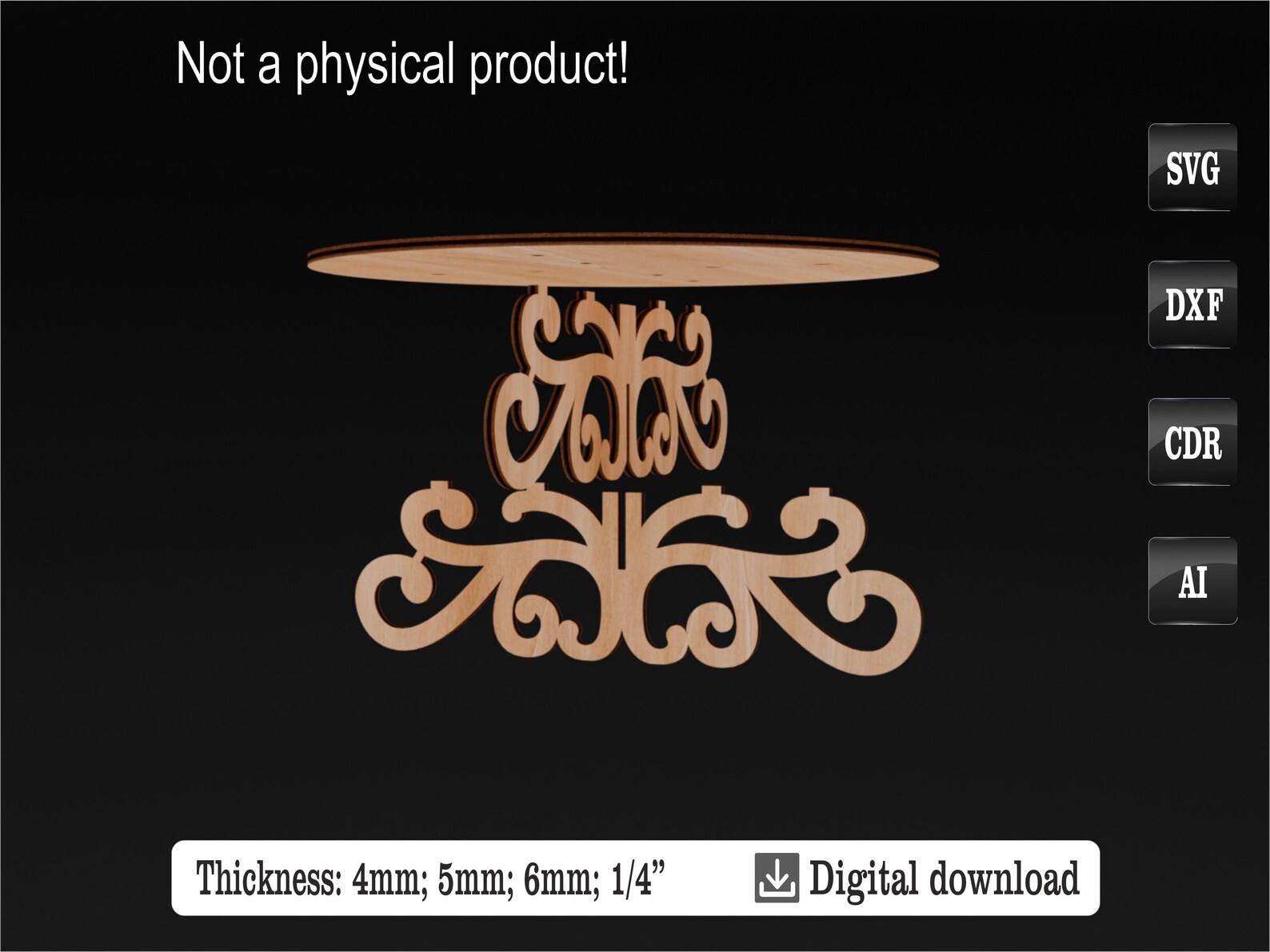 Cake Stand SVG | Laser Cut Cake Stand DXF | Wooden Dessert Display ...
