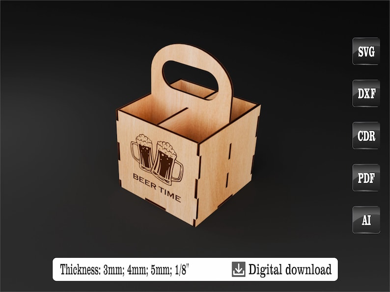 Laser Cut Beer Carrying Template - Container for 4 0,5 Liter Cans/pint ...