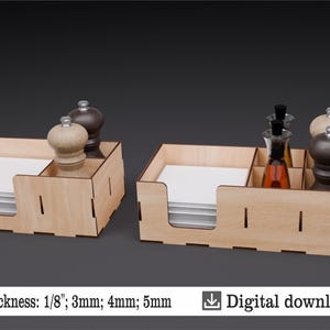 Napkin Holder SVG With Compartments for Condiments | Laser Cut Template ...