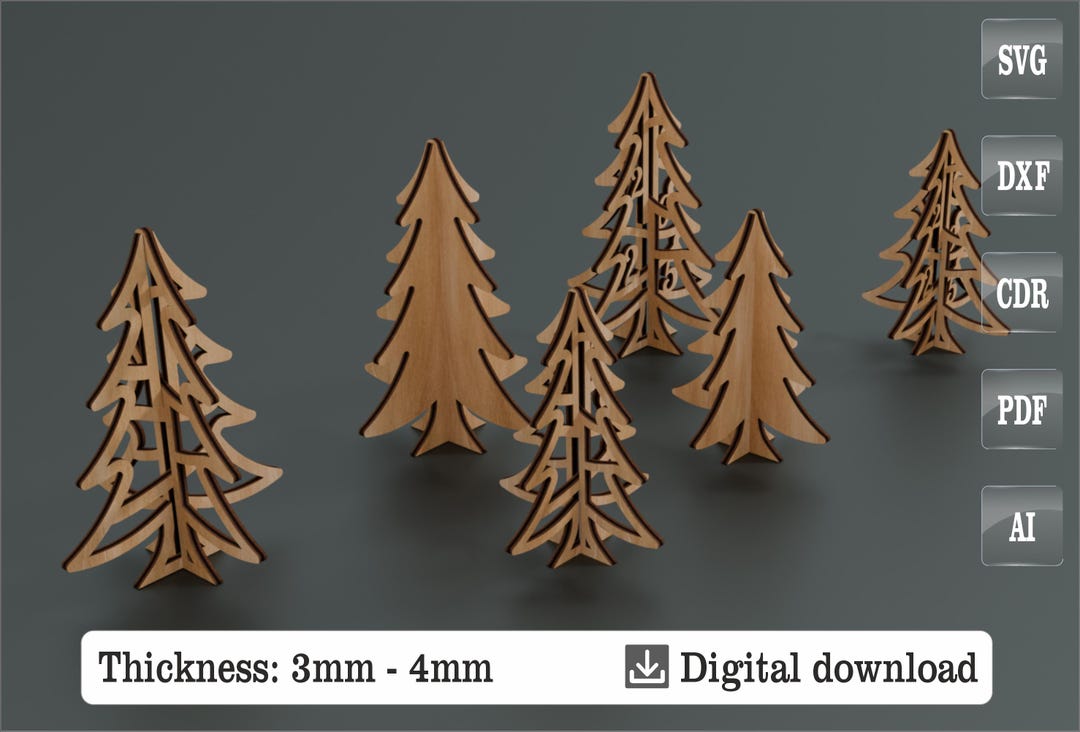 Festive Christmas Tree Laser Cut File Bundle (digital Download) - Etsy