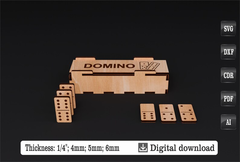 Domino SVG Laser Cut File With Box | Wooden Game for CNC | Digital ...