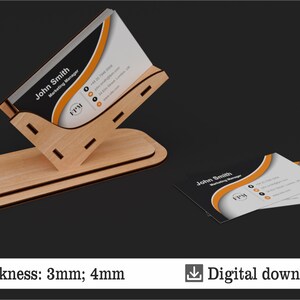 Business Card Holder Laser Cut Files, Wooden Desk Card Stand SVG DXF AI ...