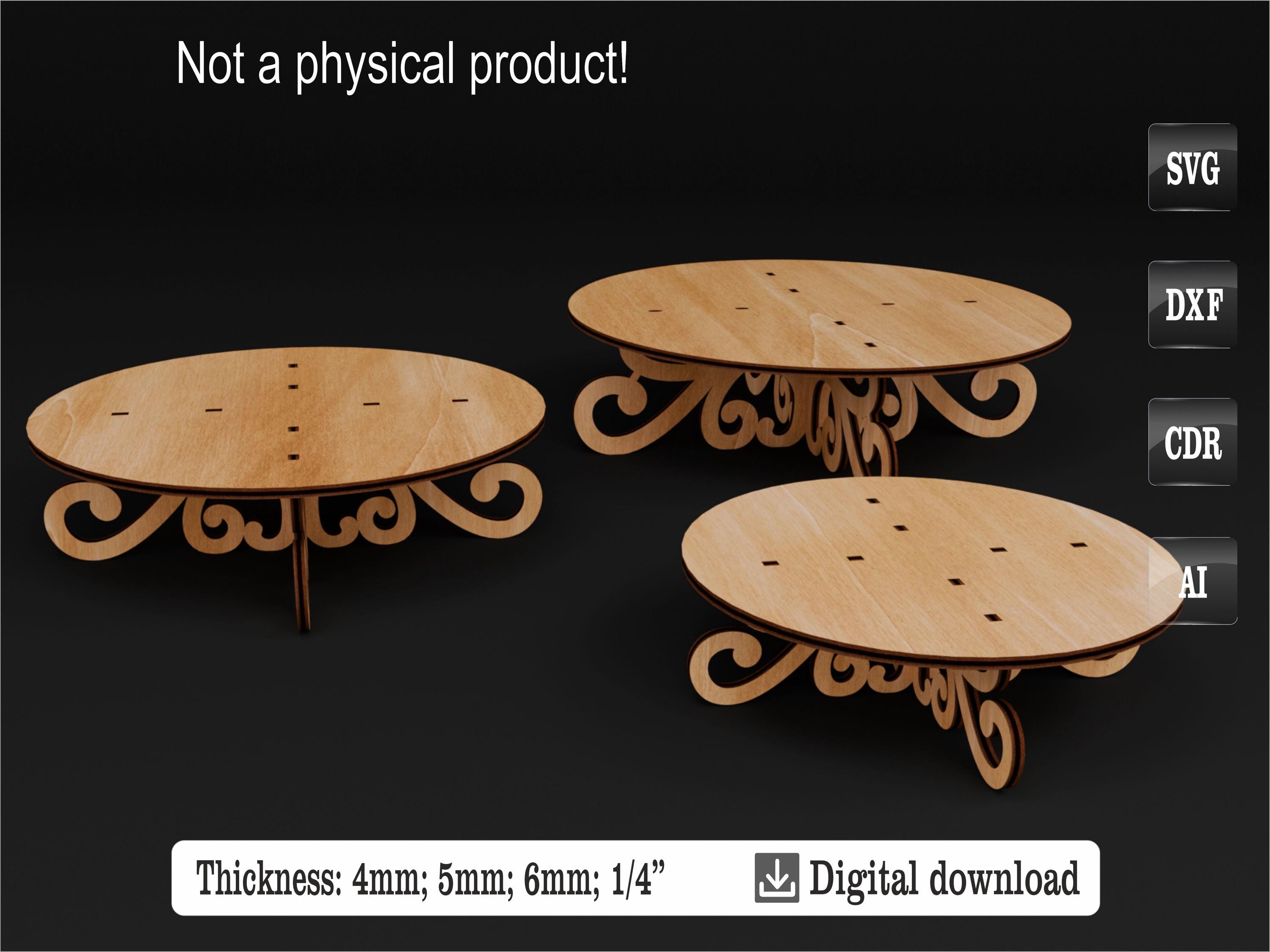 Cake Stand SVG | Laser Cut Cake Stand DXF | Wooden Dessert Display ...