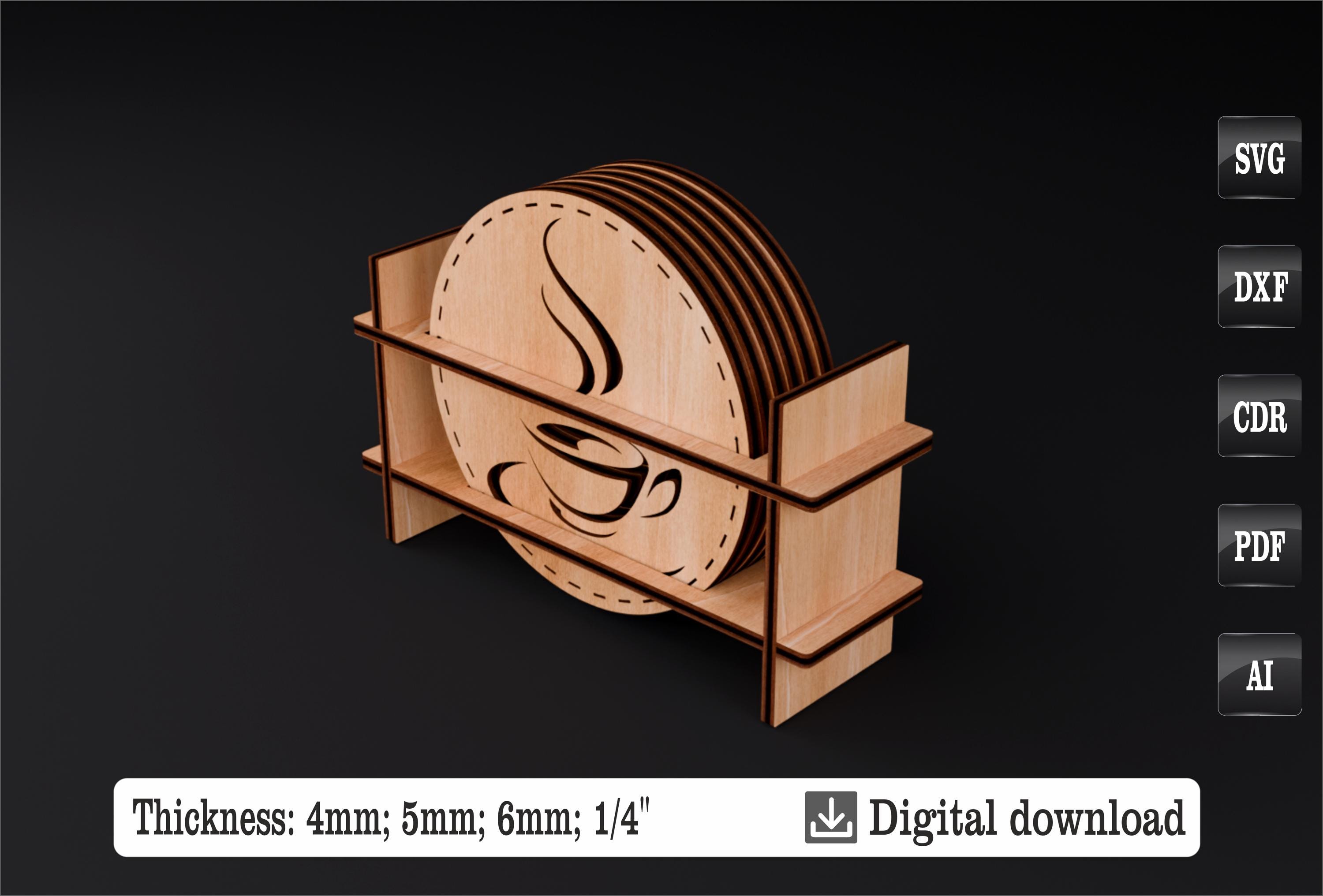 Coaster Set With Laser Cut Designs-digital Files Included - CDR, DXF ...