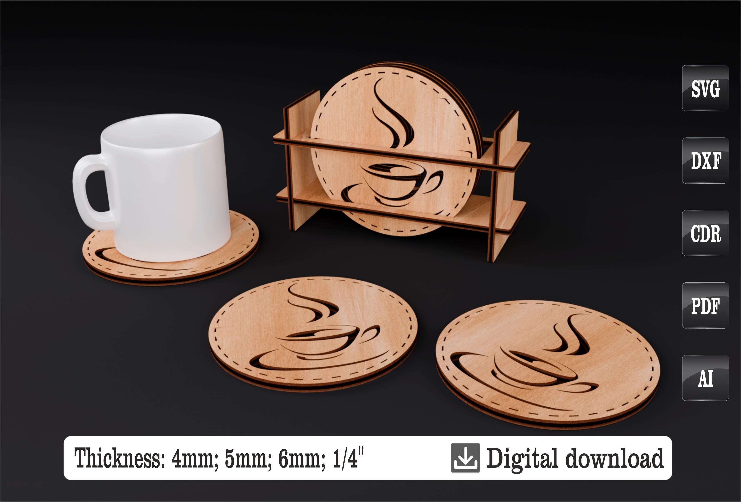 Coaster Set With Laser Cut Designs-digital Files Included - CDR, DXF ...
