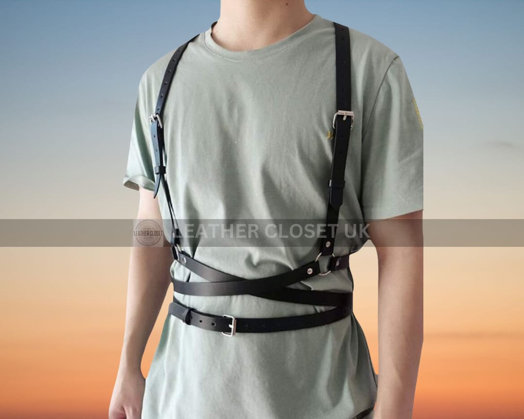 Black Leather Harness Shoulder Harness Belt mens Shoulder Harness Plus ...
