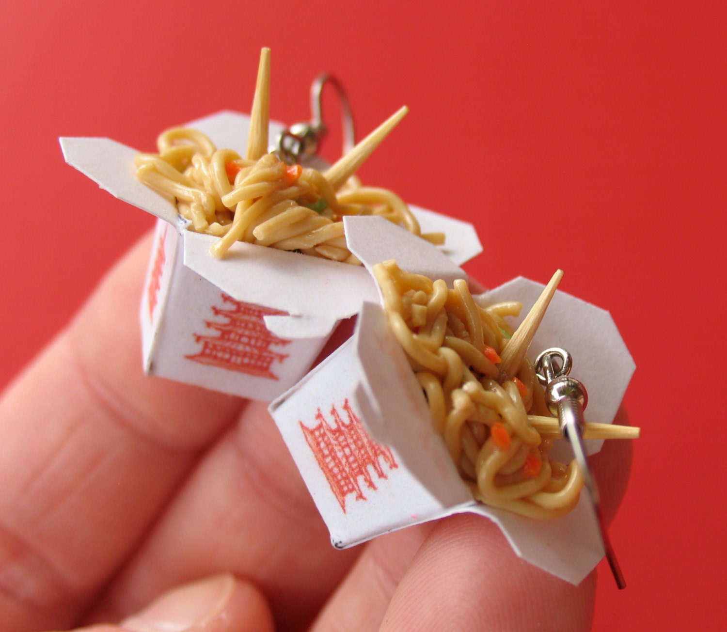 Chinese Take Out Earrings Miniature Food Jewelry Polymer - Etsy