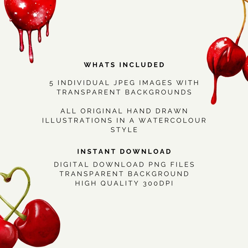 Watercolour Cherries Png Clipart, Transparent Background Instant ...