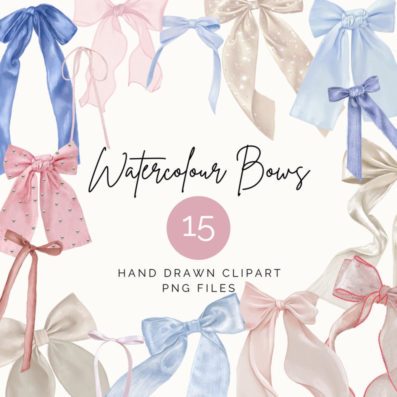 Watercolour Bows Png Clipart, Transparent Background Instant Download ...