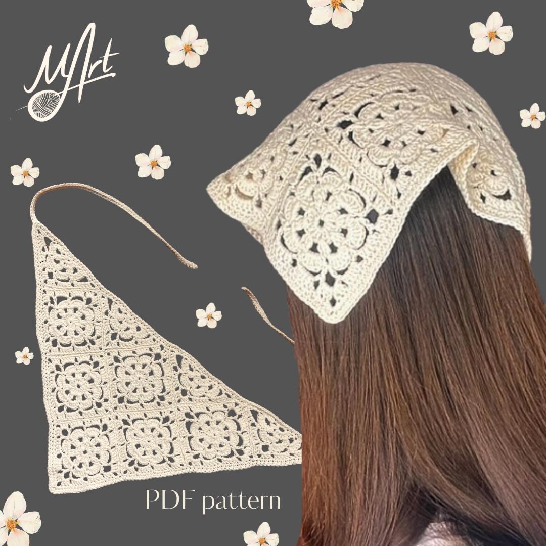 Granny Square Flower Bandana Pdf Pattern - Etsy