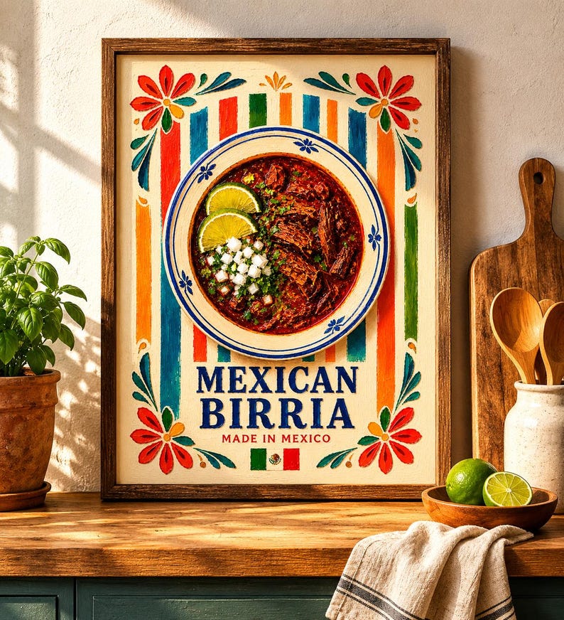 Mexican Birria Wall Art | Digital Poster + Traditional Recipe PDF ...