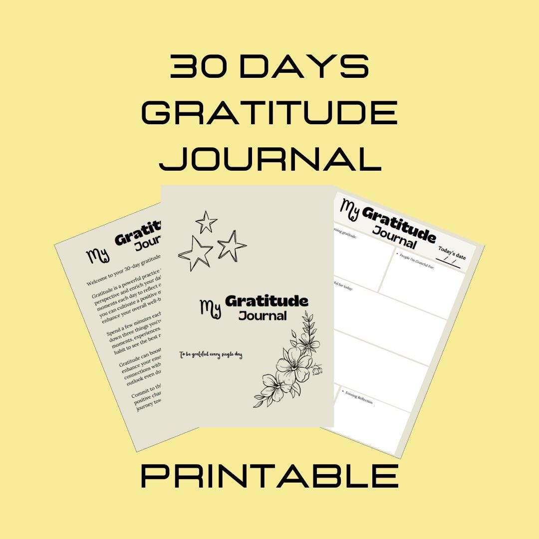 Gratitude Journal 30 Days Printable - Etsy