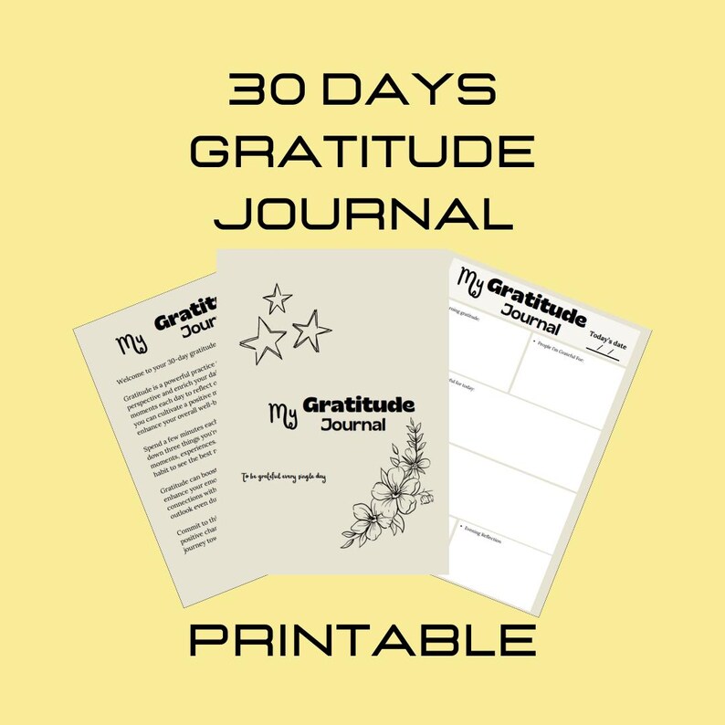 Gratitude Journal 30 Days Printable - Etsy