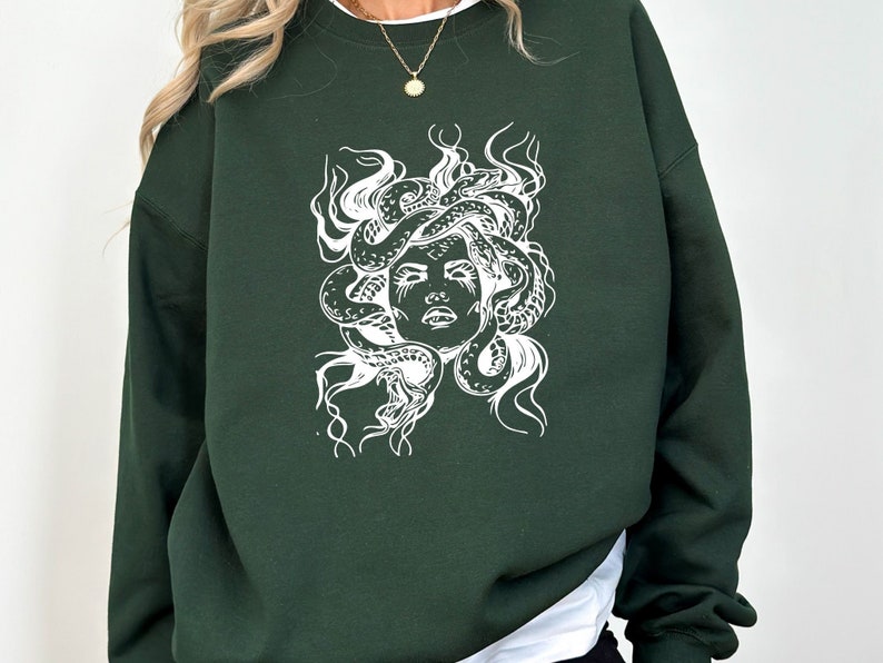 Medusa Snake Face Sweatshirt, Goddess Medusa Hoodie, Greek Mythology ...