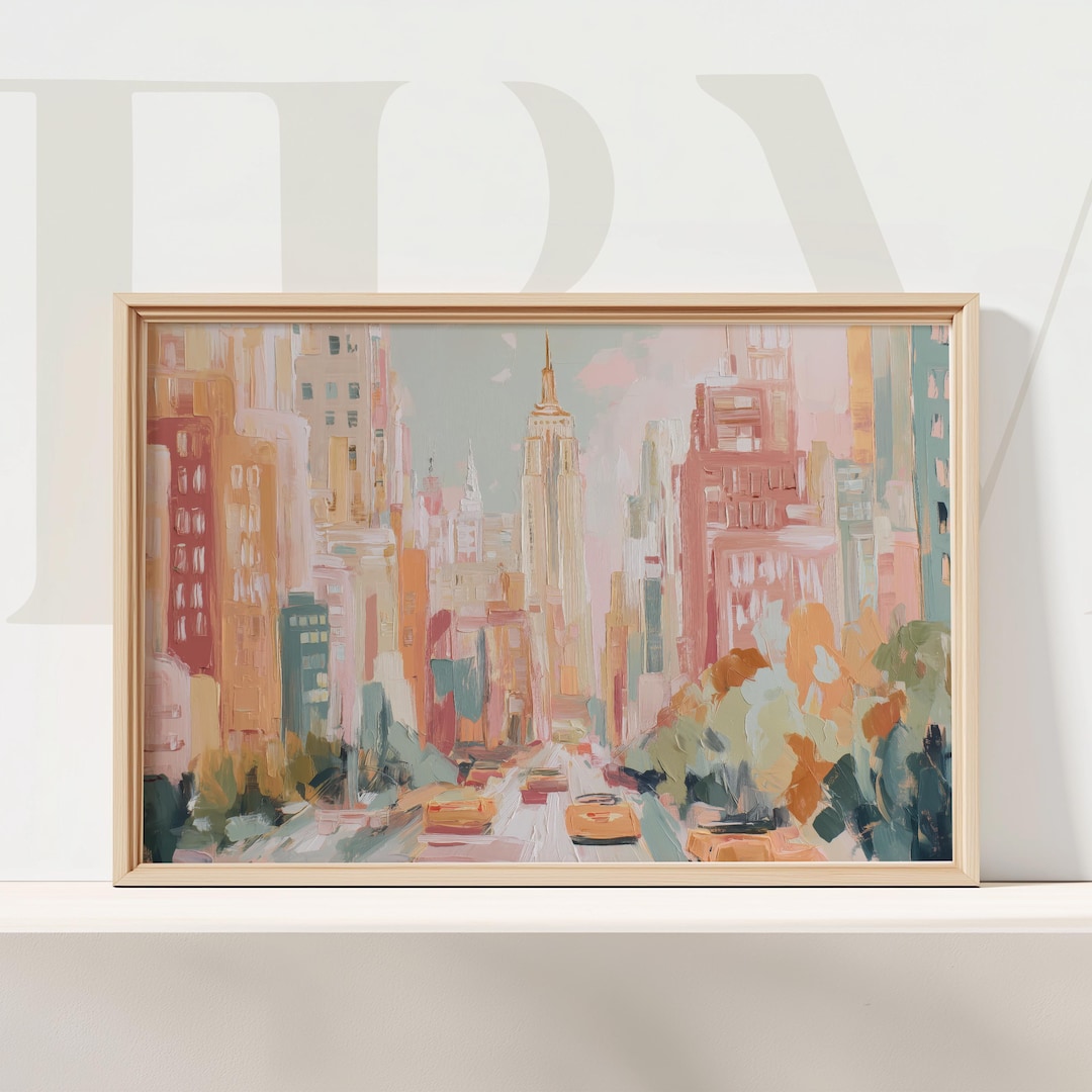 Abstract City Skyline Wall Art Pastel Urban Landscape Painting Modern ...
