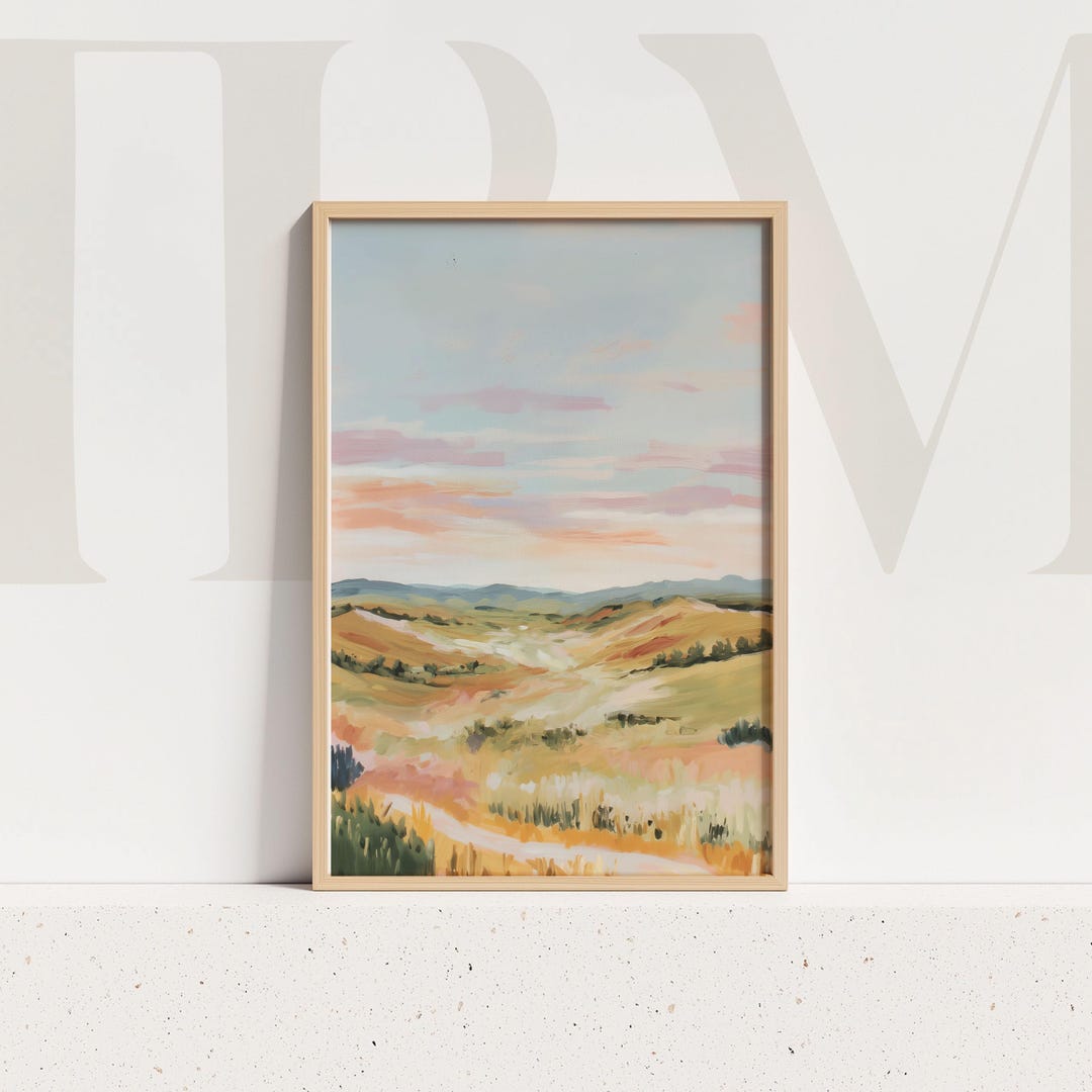 Pastel Sunset Landscape Print Prairie Wall Art Impressionist Prairie ...