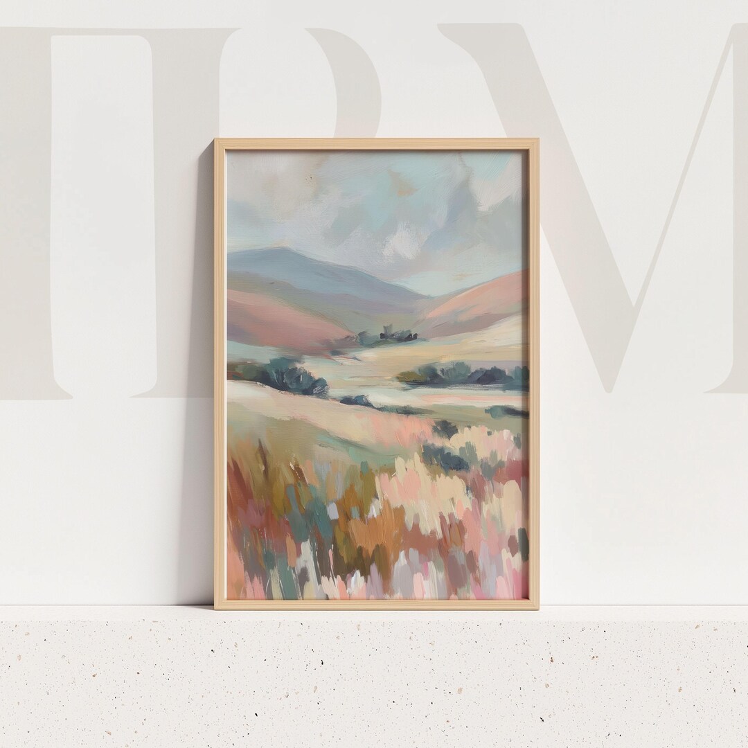 Pastel Landscape Painting Abstract Countryside Art Serene Nature Wall ...